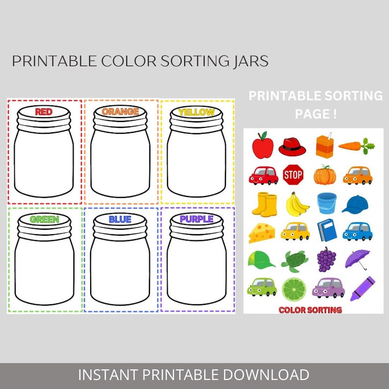 Classroom Color Sorting Jars | Color Matching Activity | Instant ...