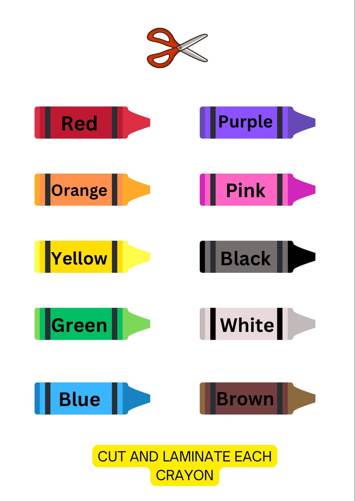 Classroom Coloring Match | Crayon Color Matching | Instant Printable ...
