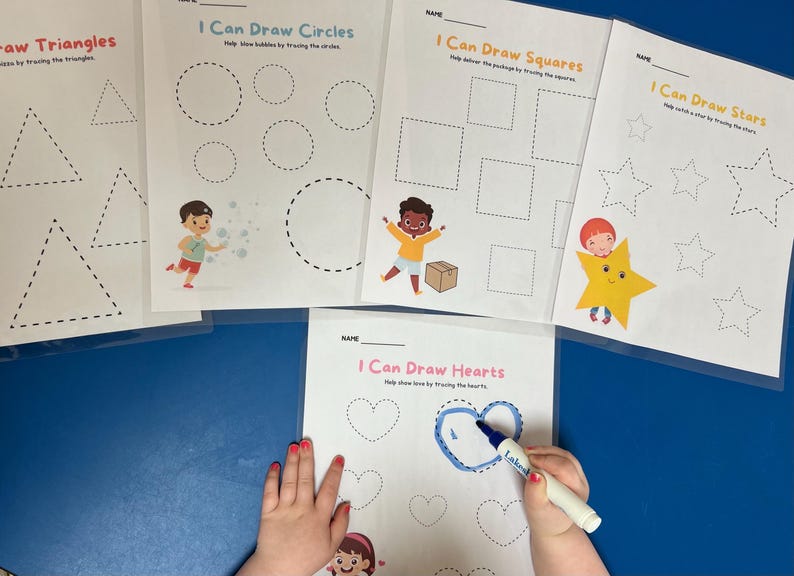 Classroom Shape Trace Worksheets | Instant Printable Download - Etsy