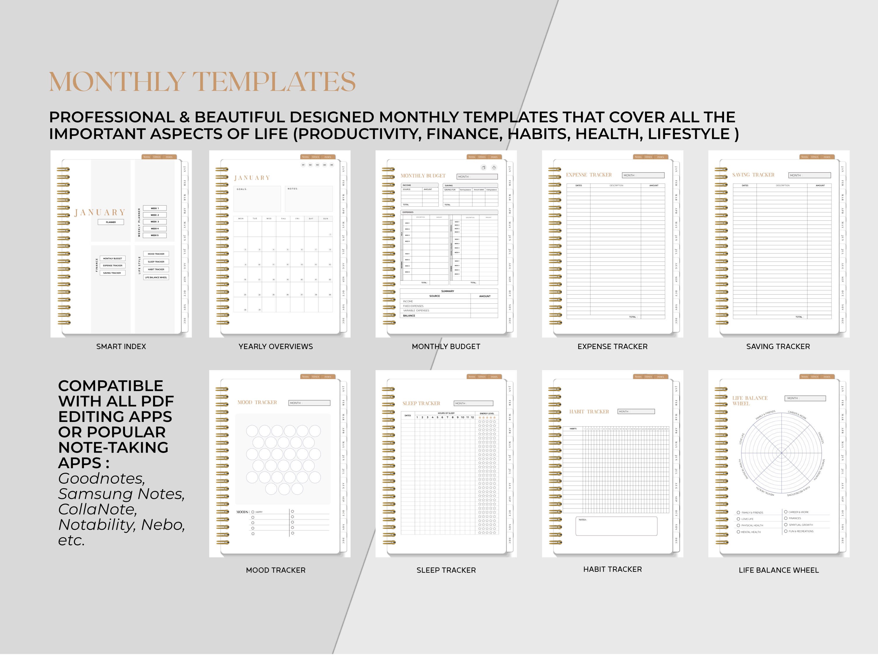 Digital Planner Printable: Customizable Weekly & Monthly Templates for ...