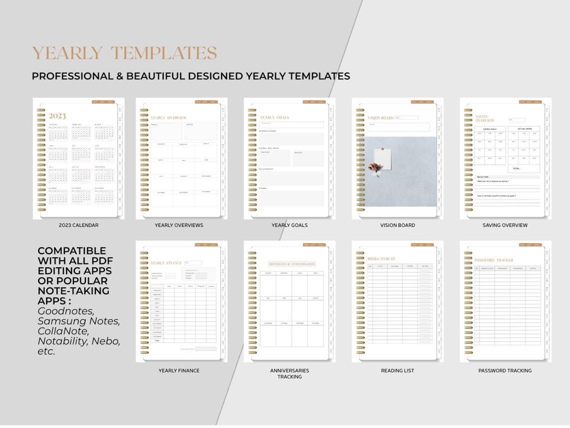 Digital Planner Printable: Customizable Weekly & Monthly Templates for ...