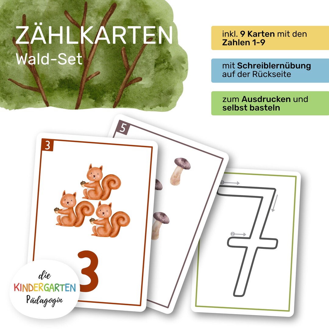 Forest Counting Cards Set | Preschool Number Learning | Printable ...