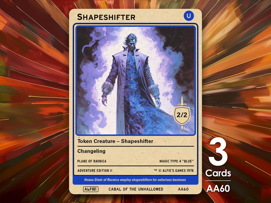 Shapeshifter 2/2 MTG Token X3 - Alfie's Adventure by Alfie AA60 - Etsy