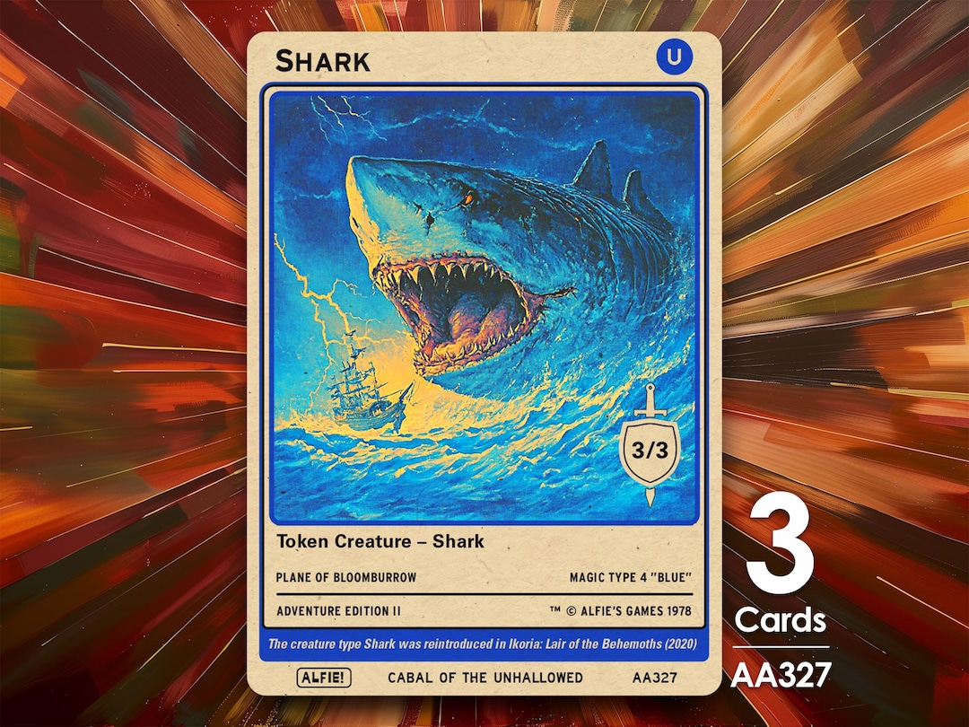 3x Shark Token for MTG - Alfie's Adventure by Alfie AA327 - Etsy