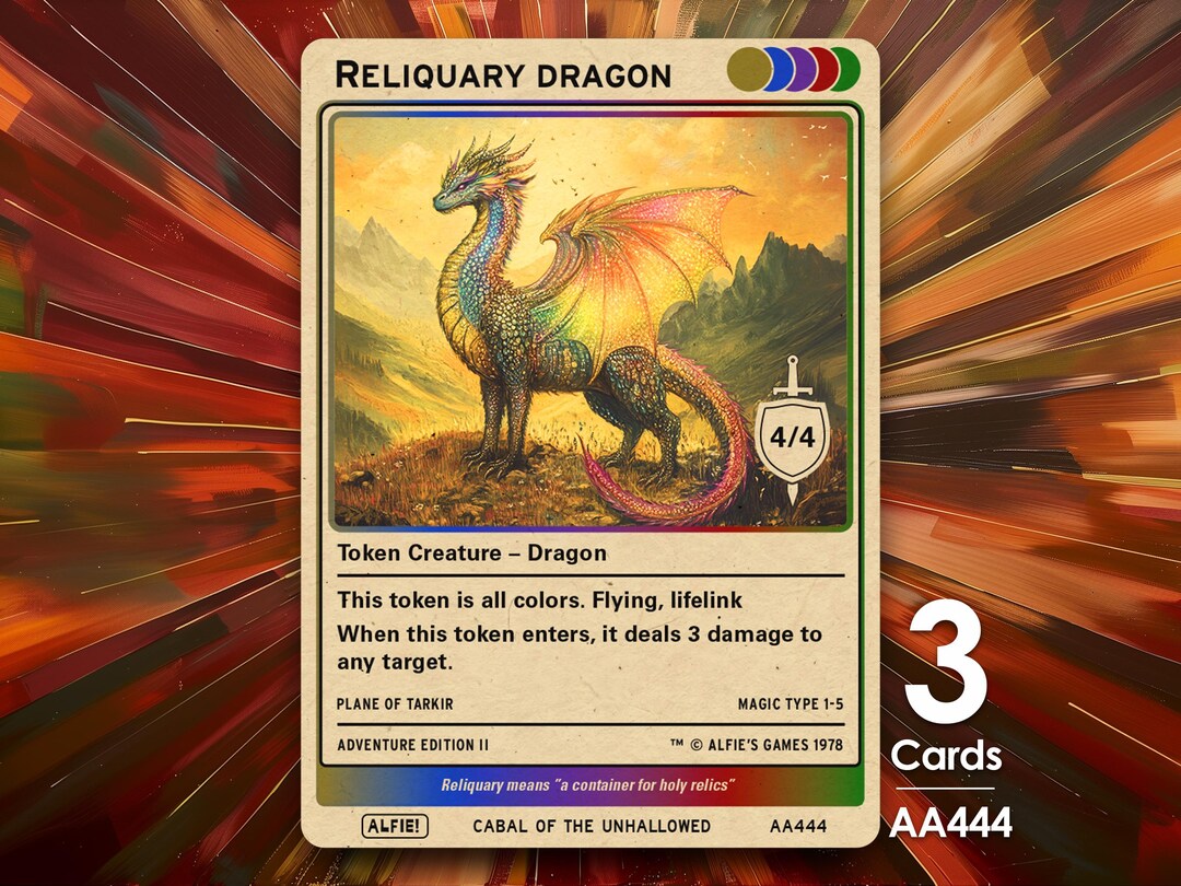Reliquary Dragon Tokens X3 for MTG - Alfie's Adventure by Alfie AA444 ...