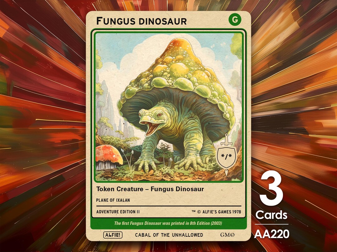 3x Fungus Dinosaur MTG Tokens - Alfie's Adventure by Alfie AA220 - Etsy