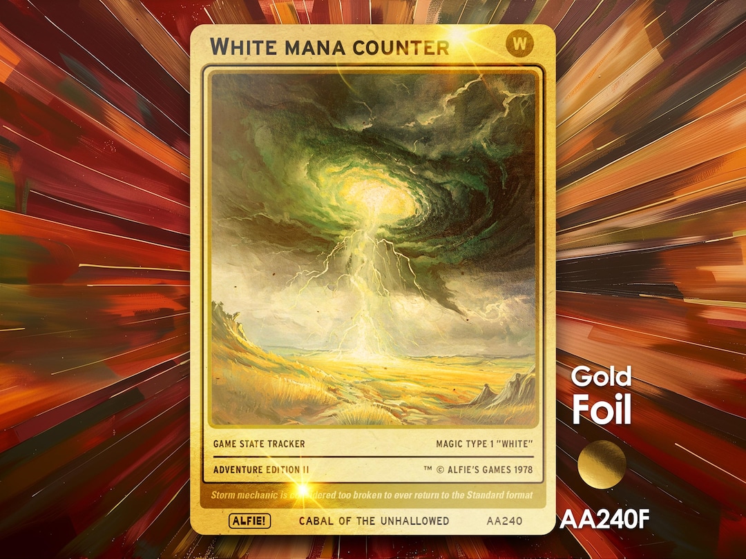 White Mana Counter Gold Foil MTG Token - Alfie's Adventure by Alfie AA240F - Etsy