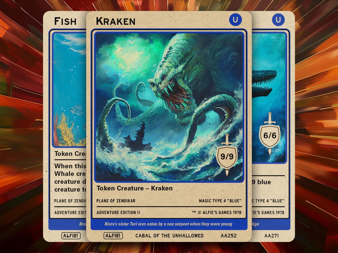 Reef Wurm Bundle Token MTG, Whale, Fish, Kraken - Alfie's Adventure by ...