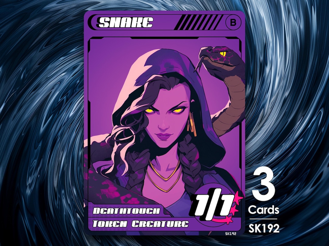 Snake Black Token X3 for Mtg - Street Clans by Alfie SK192 - Etsy