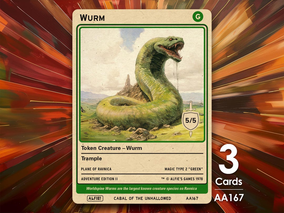 3x Wurm 5/5 Token MTG Token - Alfie's Adventure by Alfie AA167 - Etsy