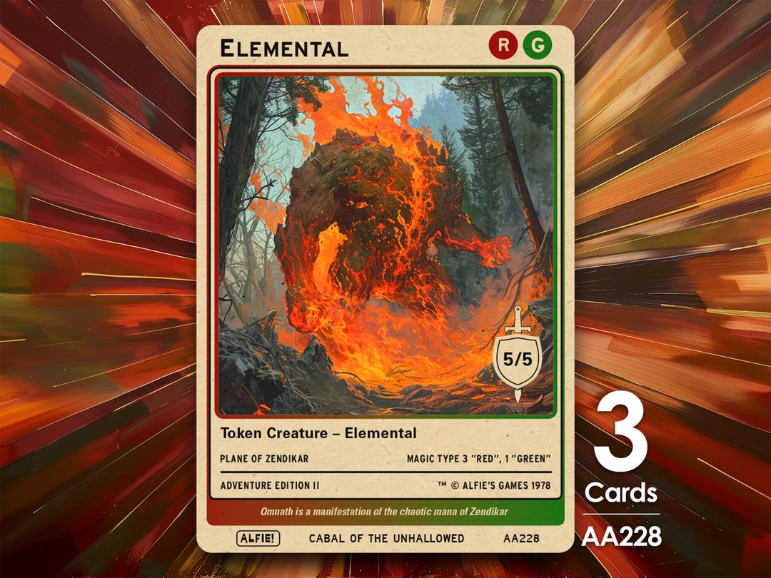 Elemental Red/green (omnath) Token MTG Token X3 - Alfie's Adventure by Alfie AA228 - Etsy