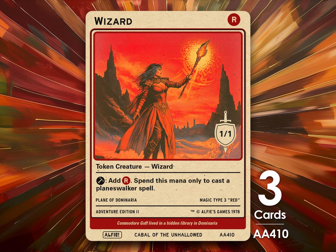 Red Wizard MTG Token X3 Alfie's Adventure by Alfie AA410 - Etsy