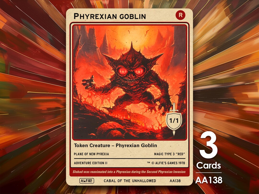 Phyrexian Goblin 1/1 MTG Token X3 - Alfie's Adventure by Alfie AA138 - Etsy