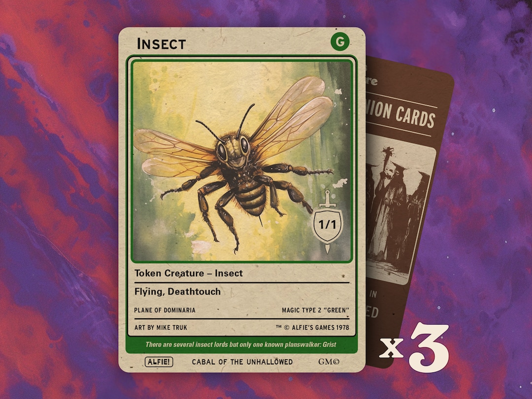 Insect 1/1 Deathtouch Flying MTG Tokens X3 Alfie's Adventure AA53 - Etsy