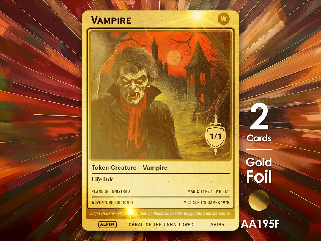 2x Vampire White 1/1 Gold Foil MTG Token - Alfie's Adventure by Alfie ...
