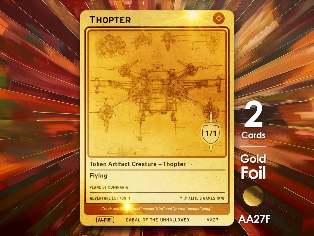 2x Thopter Gold Foil 1/1 MTG Token - Alfie's Adventure by Alfie AA27F ...