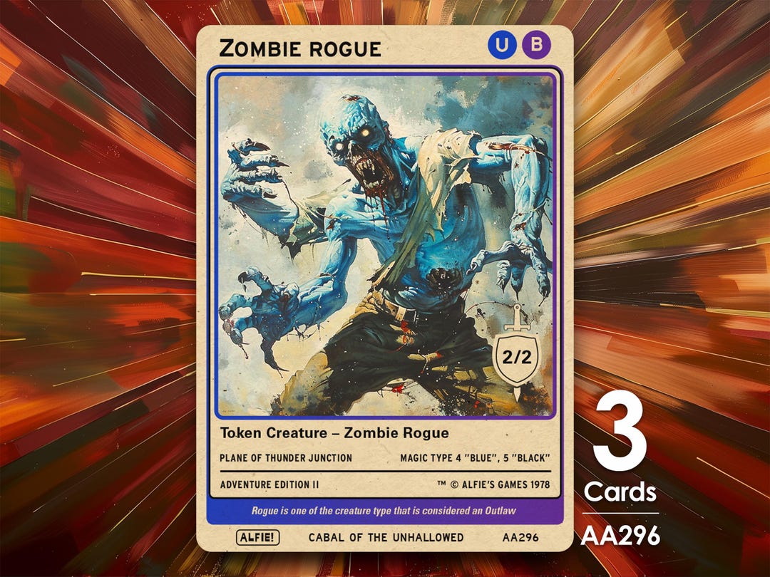 3x Zombie Rogue Token for MTG - Alfie's Adventure by Alfie AA296 - Etsy