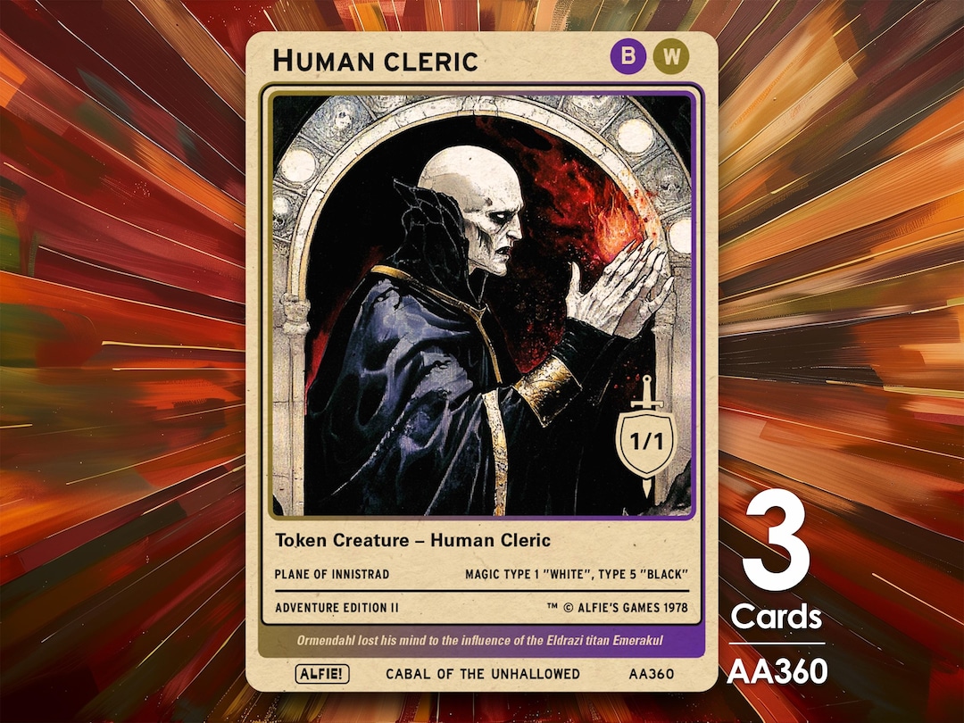 3x Cleric Black White Token for MTG - Alfie's Adventure by Alfie ...