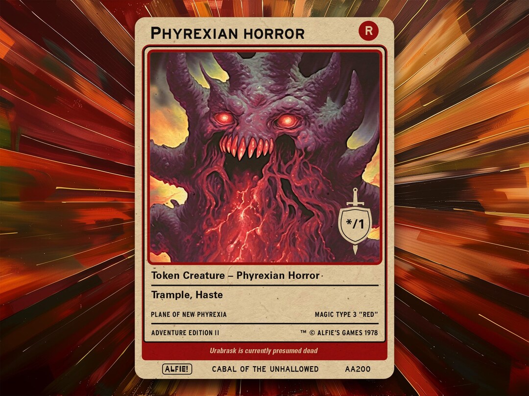 Phyrexian Horror Red MTG Token Alfie's Adventure by Alfie - Etsy