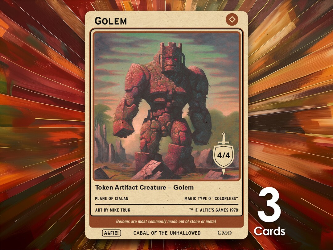 Golem 4/4 MTG Tokens X3 Alfie's Adventure AA215 - Etsy