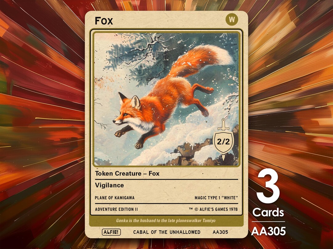3x Fox 2/2 MTG Token - Alfie's Adventure by Alfie AA305 - Etsy