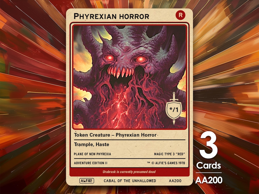 3x Phyrexian Horror Red MTG Token - Alfie's Adventure by Alfie AA200 - Etsy
