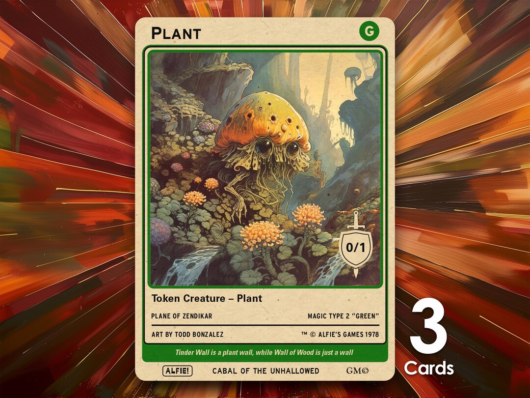 Plant Token 0/1 MTG Token X3 Alfie's Adventure by Alfie AA56 - Etsy