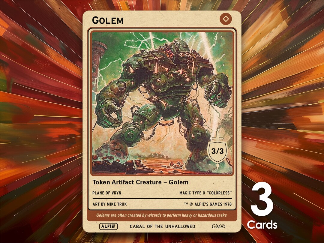 Golem 3/3 MTG Tokens X3 Alfie's Adventure AA36 - Etsy