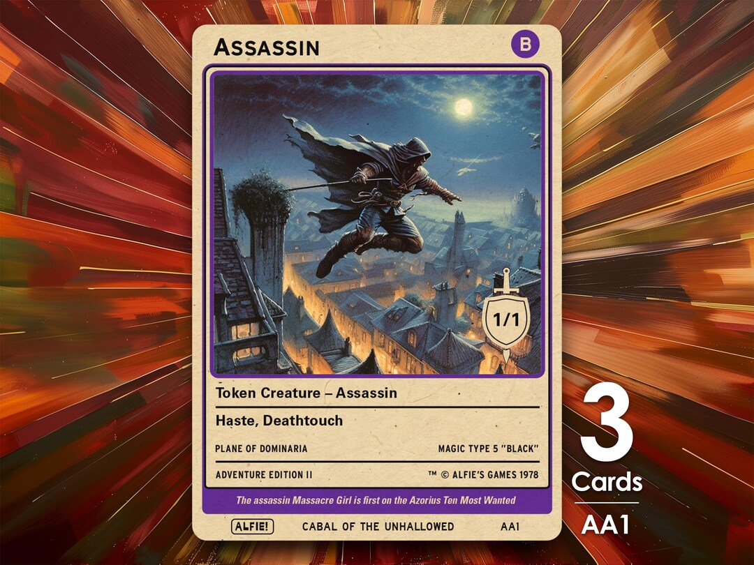Assassin 1/1 MTG Tokens X3 Alfie's Adventure by Alfie AA1 - Etsy Canada