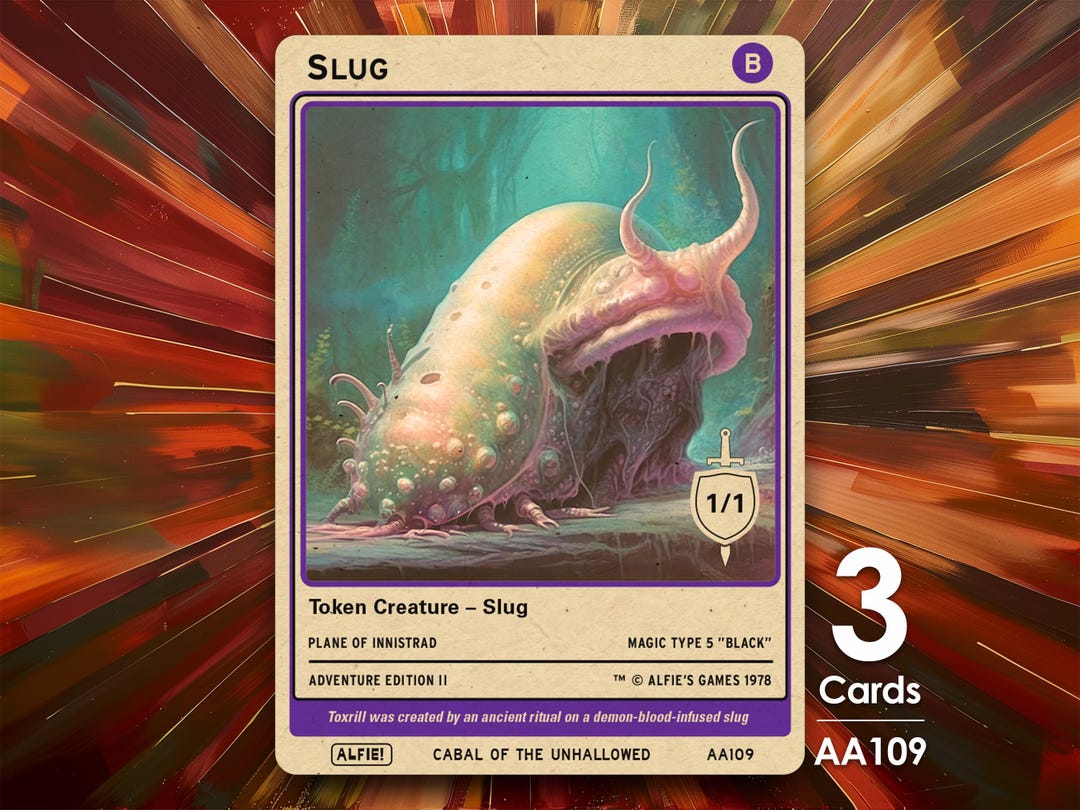 Slug 1/1 MTG Token X3 - Alfie's Adventure by Alfie AA109 - Etsy