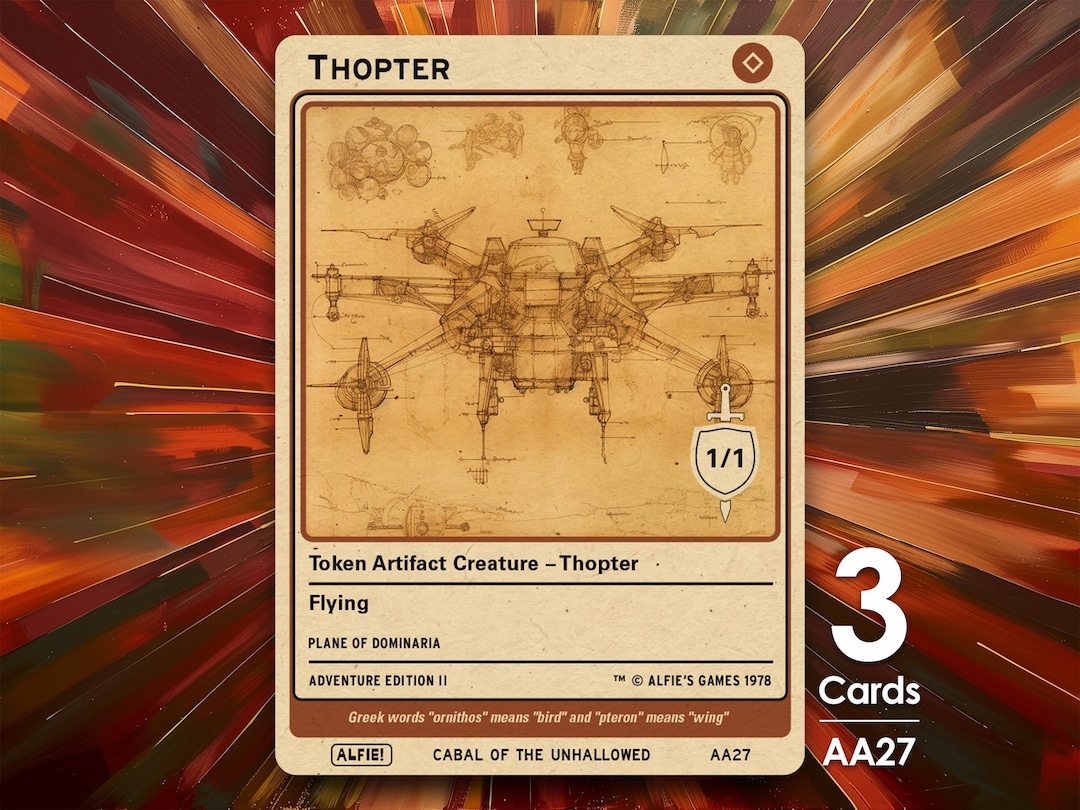 Thopter 1/1 MTG Token X3 - Alfie's Adventure by Alfie AA27 - Etsy