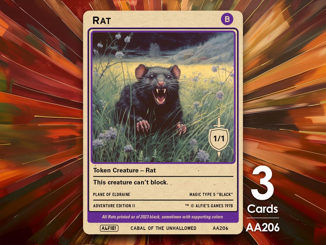 Rat Token (can't Block) 1/1 MTG Token X3 - Alfie's Adventure by Alfie ...