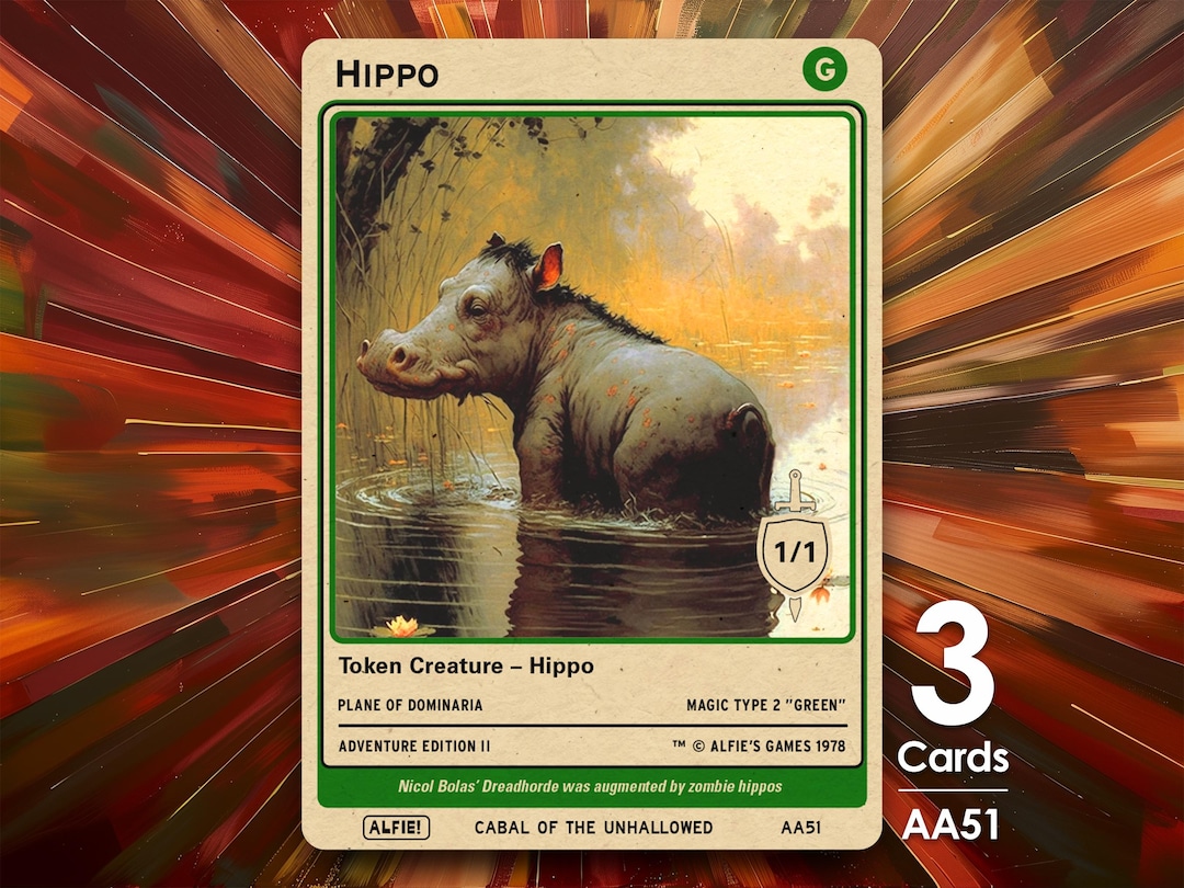Hippo 1/1 MTG Token X3 Alfie's Adventure by Alfie AA51 - Etsy Australia