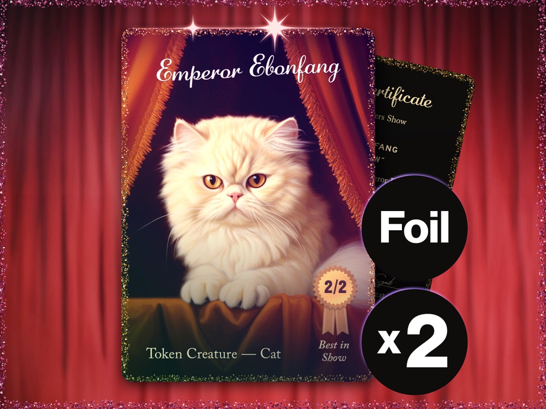 Cat 2/2 White Foil Token X2 Emperor Ebonfang Multiverse - Etsy
