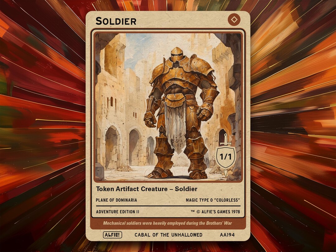 Soldier Colorless 1/1 MTG Token Alfie's Adventure by Alfie - Etsy