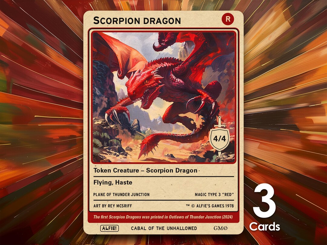 Scorpion Dragon Token X3 for Magic MTG Alfie's Adventure by Alfie AA298 ...