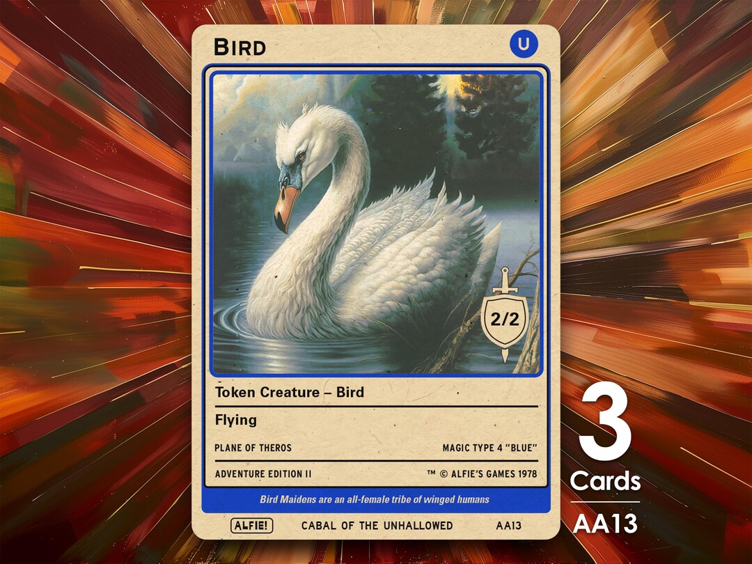 Bird 2/2 MTG Token X3 - Alfie's Adventure by Alfie - AA13 - Etsy