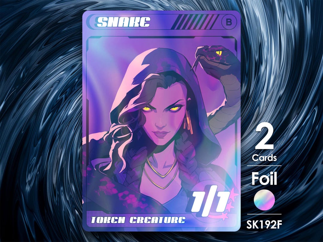 Snake Black Foil Tokens X2 for Mtg Street Clans by Alfie SK192F - Etsy