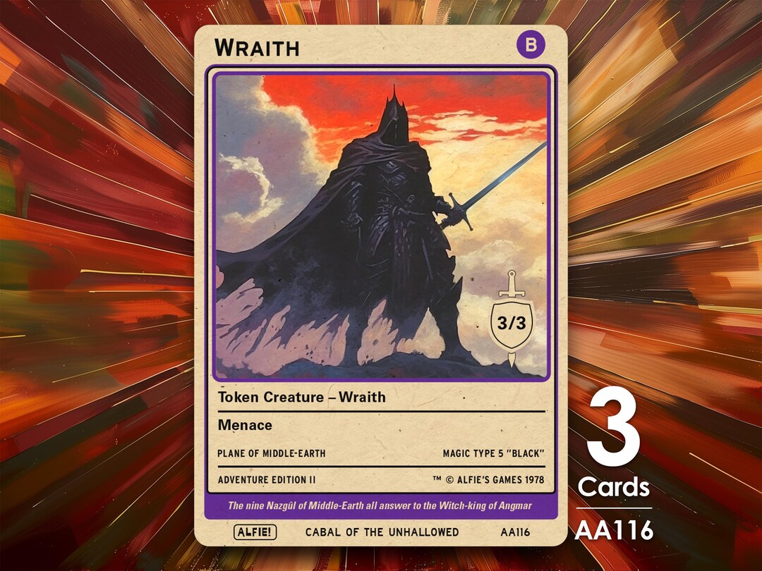 Wraith MTG Token X3 - Alfie's Adventure by Alfie AA116 - Etsy