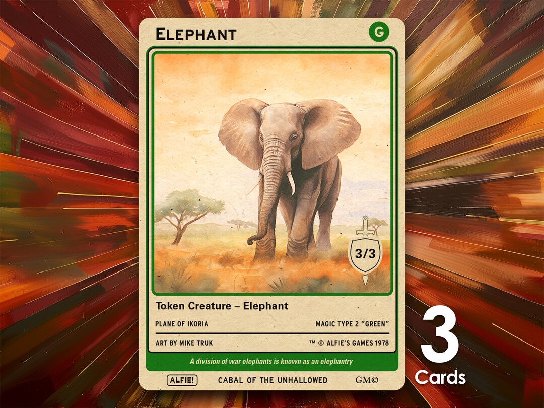 Elephant 3/3 MTG Tokens X3 Alfie's Adventure AA47 - Etsy
