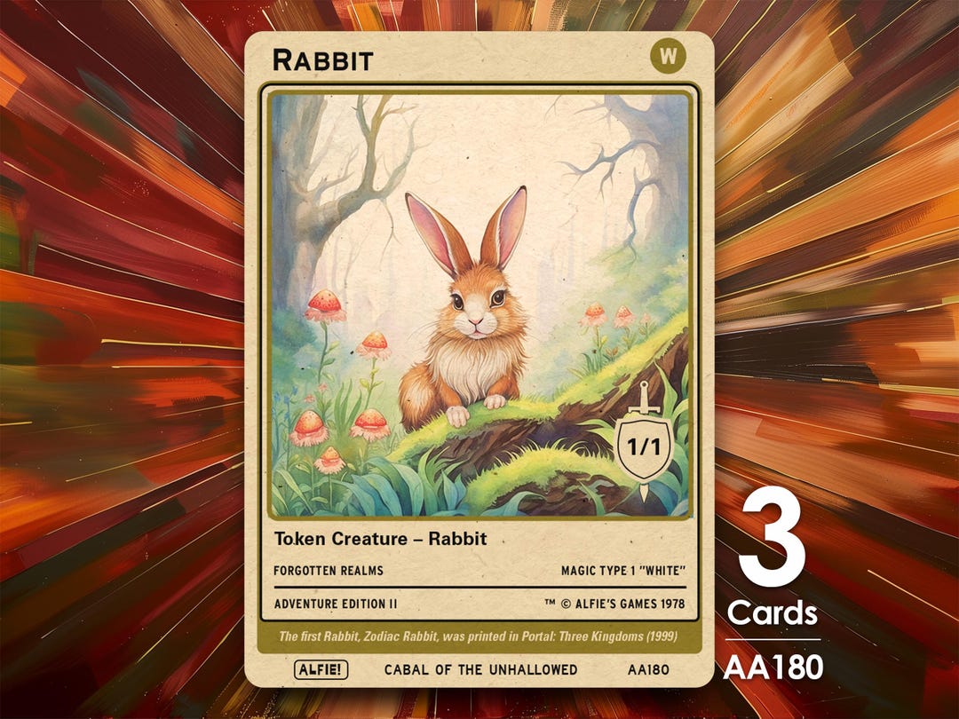 3x Rabbit 1/1 MTG Token - Alfie's Adventure by Alfie AA180 - Etsy