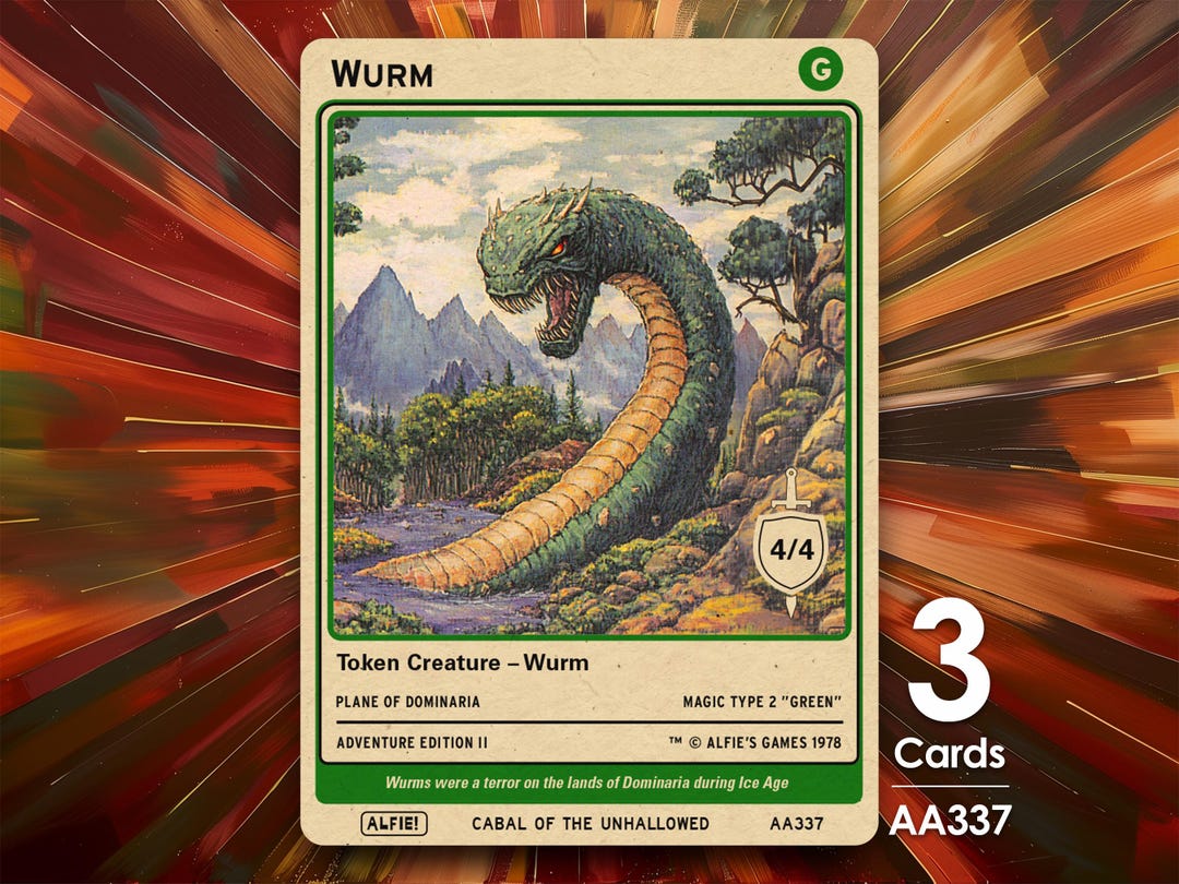 3x Wurm Green 4/4 Token for MTG - Alfie's Adventure by Alfie AA337 - Etsy