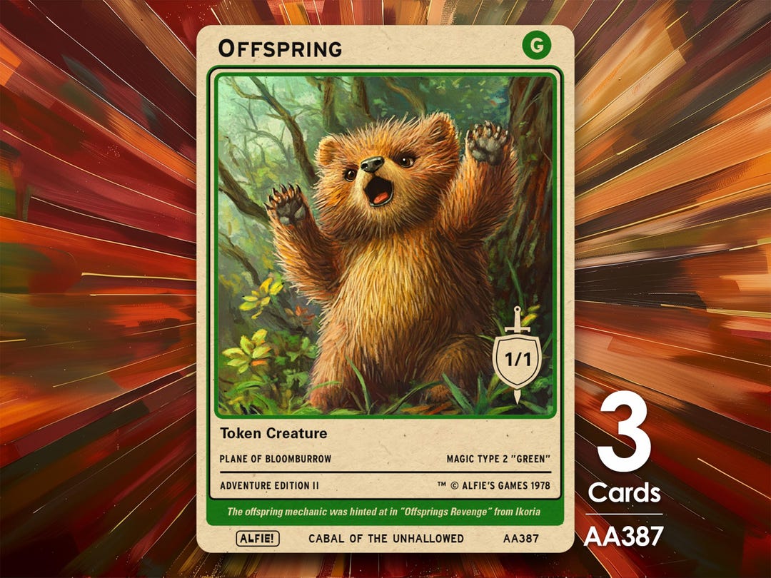 Offspring Green MTG Token X3 Alfie's Adventure by Alfie AA387 - Etsy