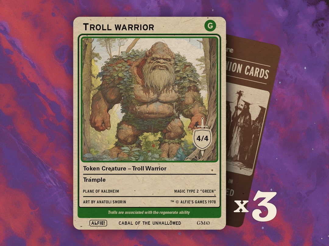 Troll Warrior MTG Tokens X3 Alfie's Adventure AA147 - Etsy