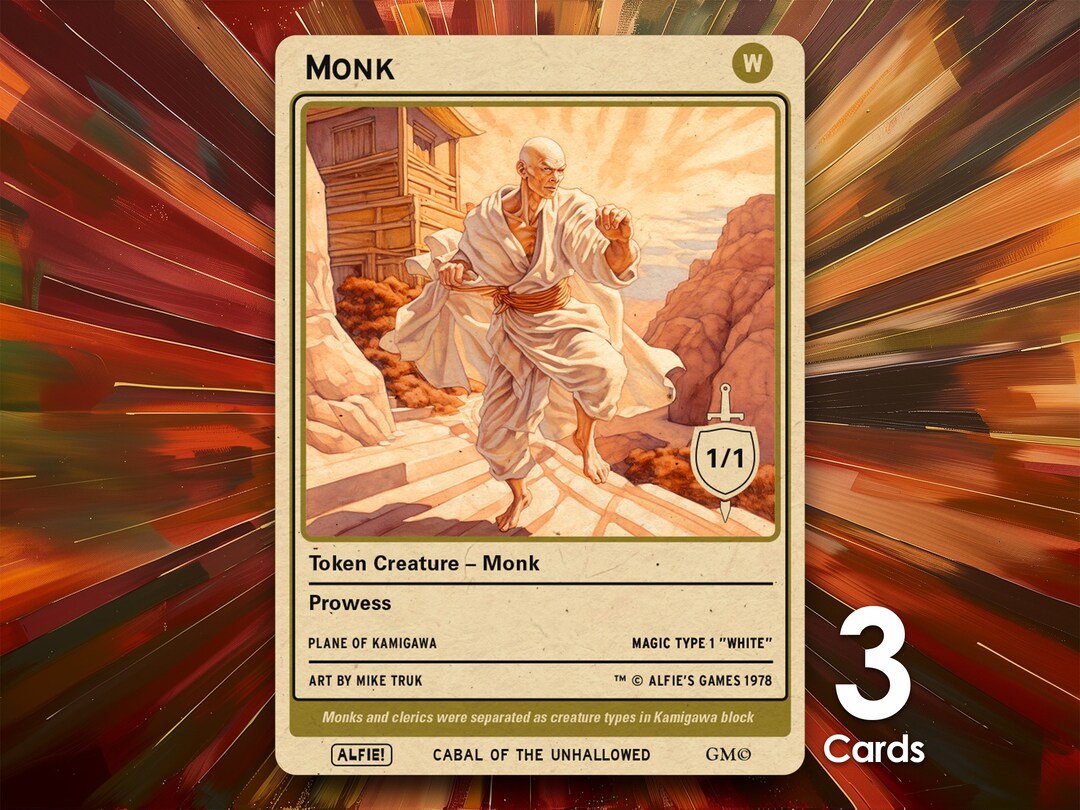Monk 1/1 MTG Tokens X3 Alfie's Adventure AA85 - Etsy