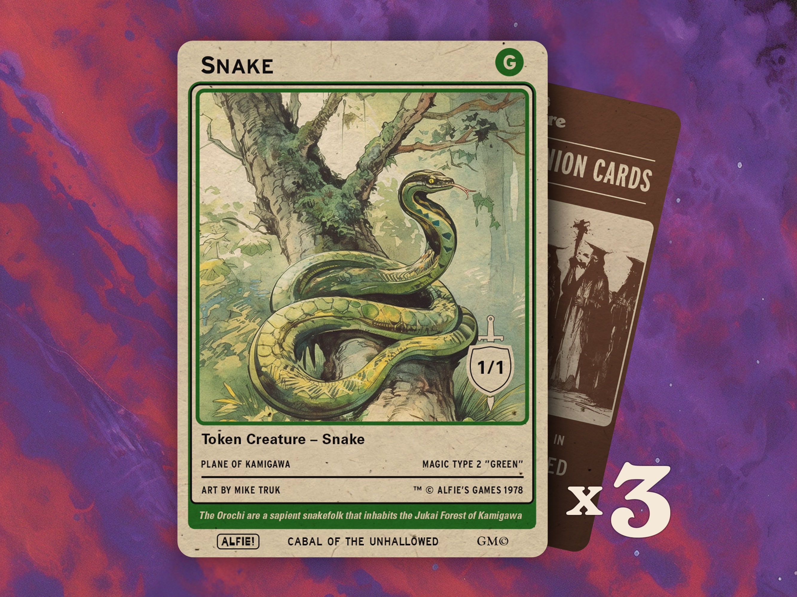 Snake Token 1/1 MTG Tokens X3 Alfie's Adventure AA59 - Etsy