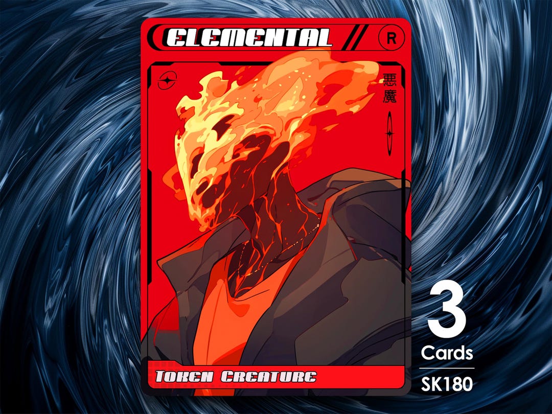 3x Elemental Red Tokens for Mtg - Street Clans by Alfie SK180 - Etsy