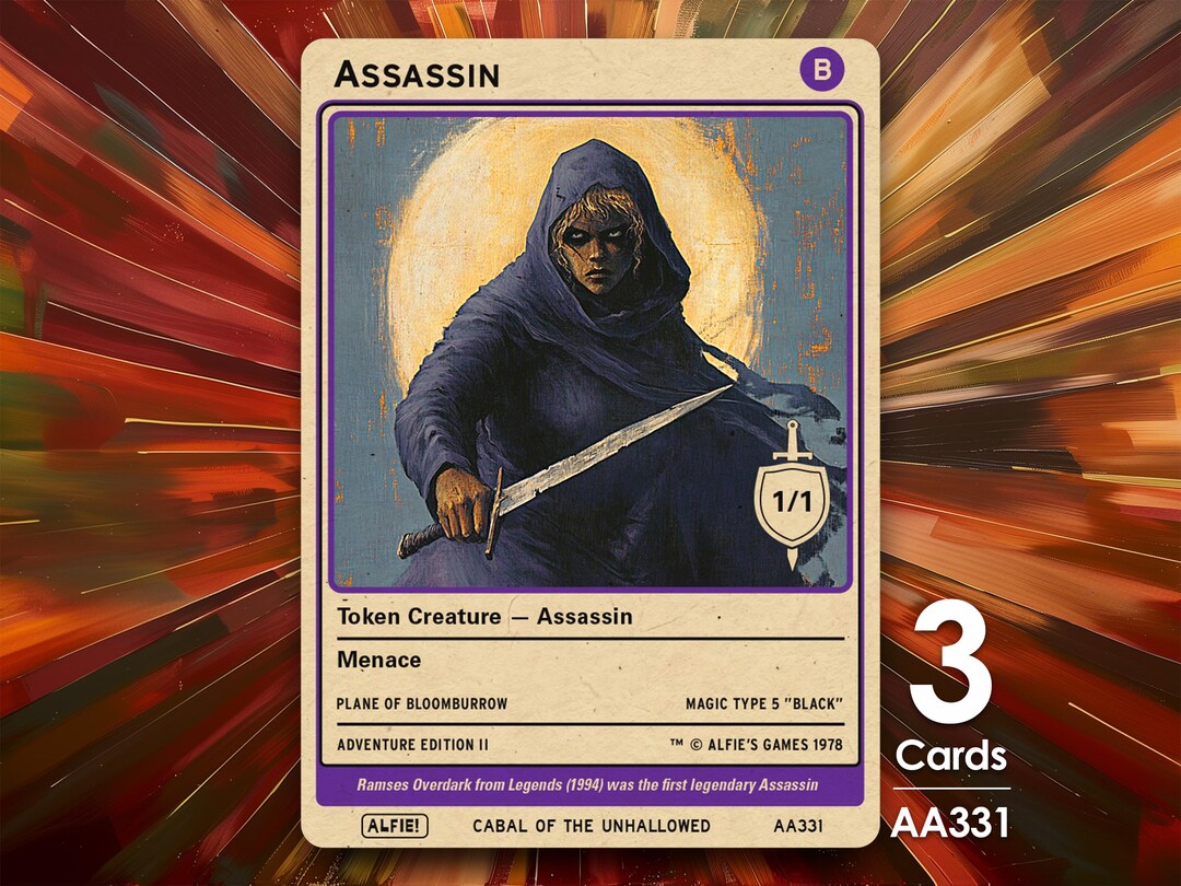 Assassin Menace Token X3 for MTG Alfie's Adventure by Alfie AA331 - Etsy