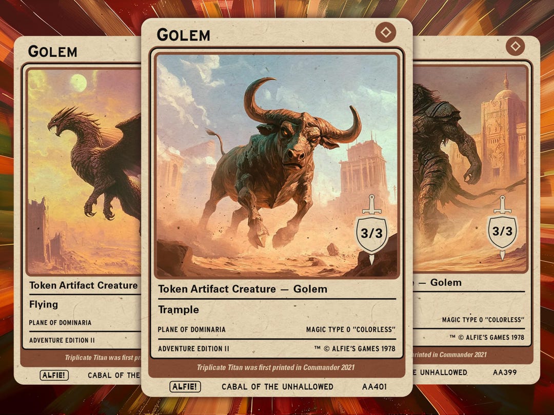 Triplicate Titan Golems MTG Tokens X3 - Alfie's Adventure by Alfie AA399-401 - Etsy