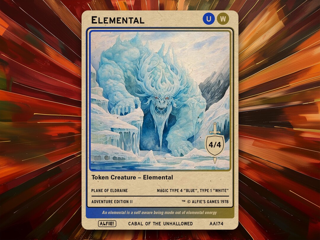 Elemental Blue White 4/4 MTG Token Alfie's Adventure AA174 - Etsy